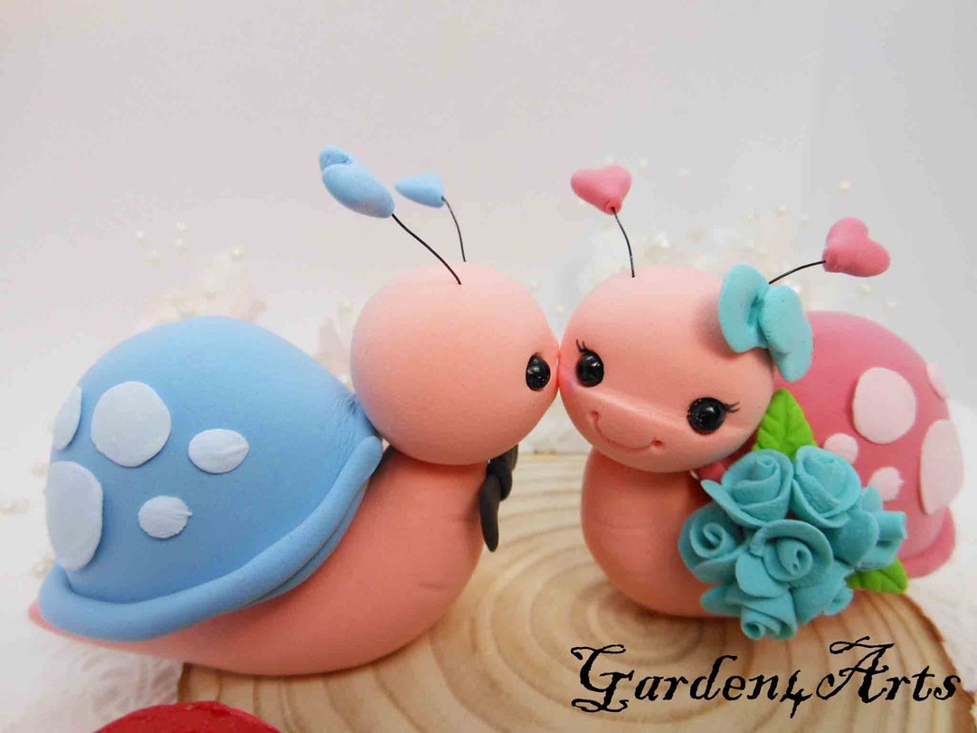 Customize Sweet Snail Couple Wedding Cake Topper --natural Wood Slices ...