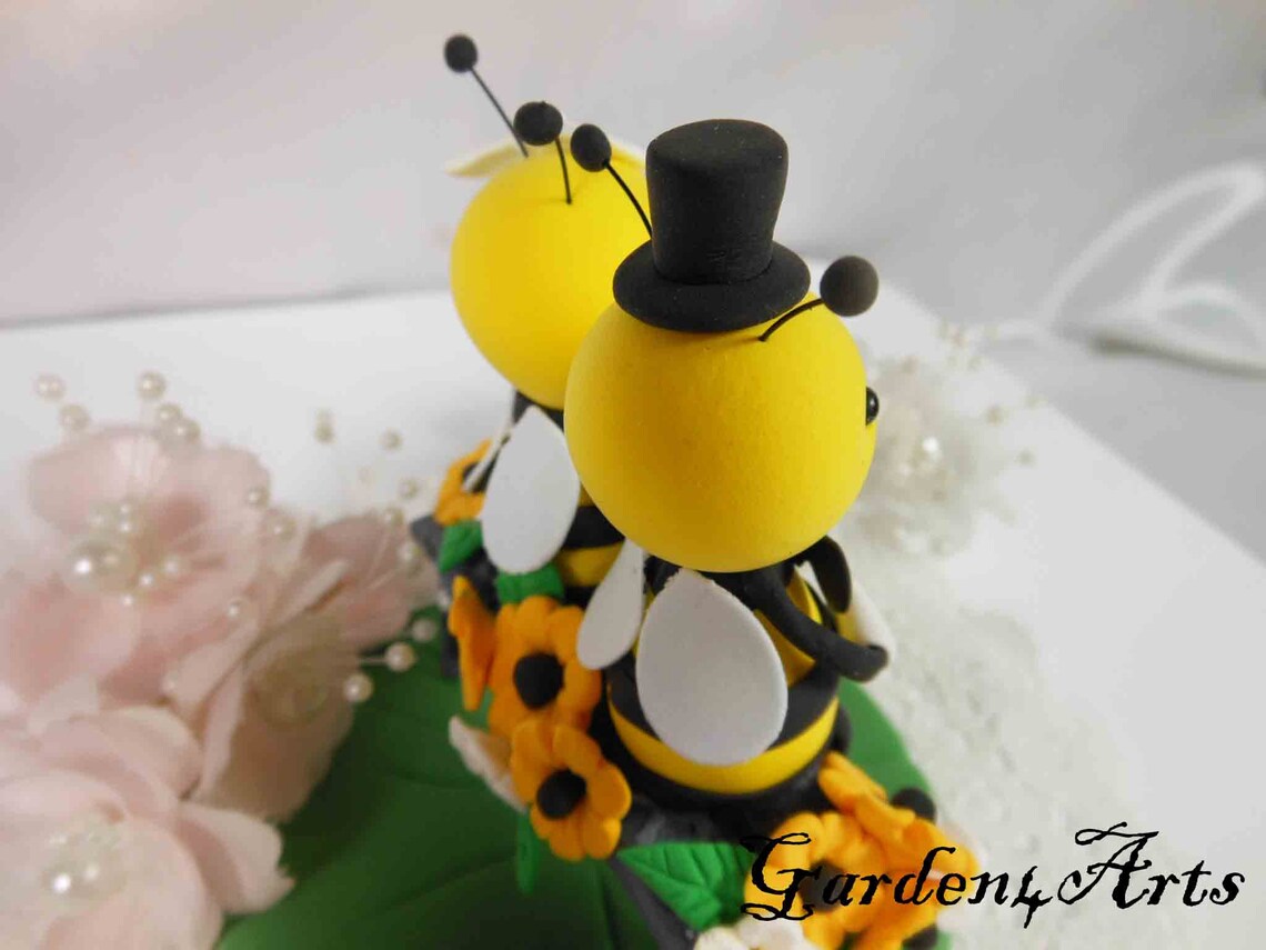 Customize Bee Love Wedding Cake Topper HAND HOLD HAND | Etsy
