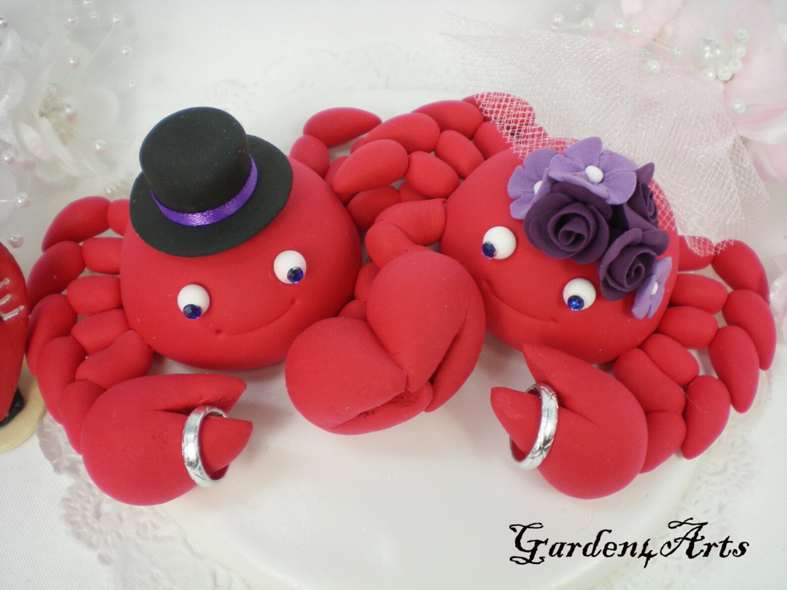 Customize Cute Crab Wedding Cake Topper - Circle Clear Base - Beach ...
