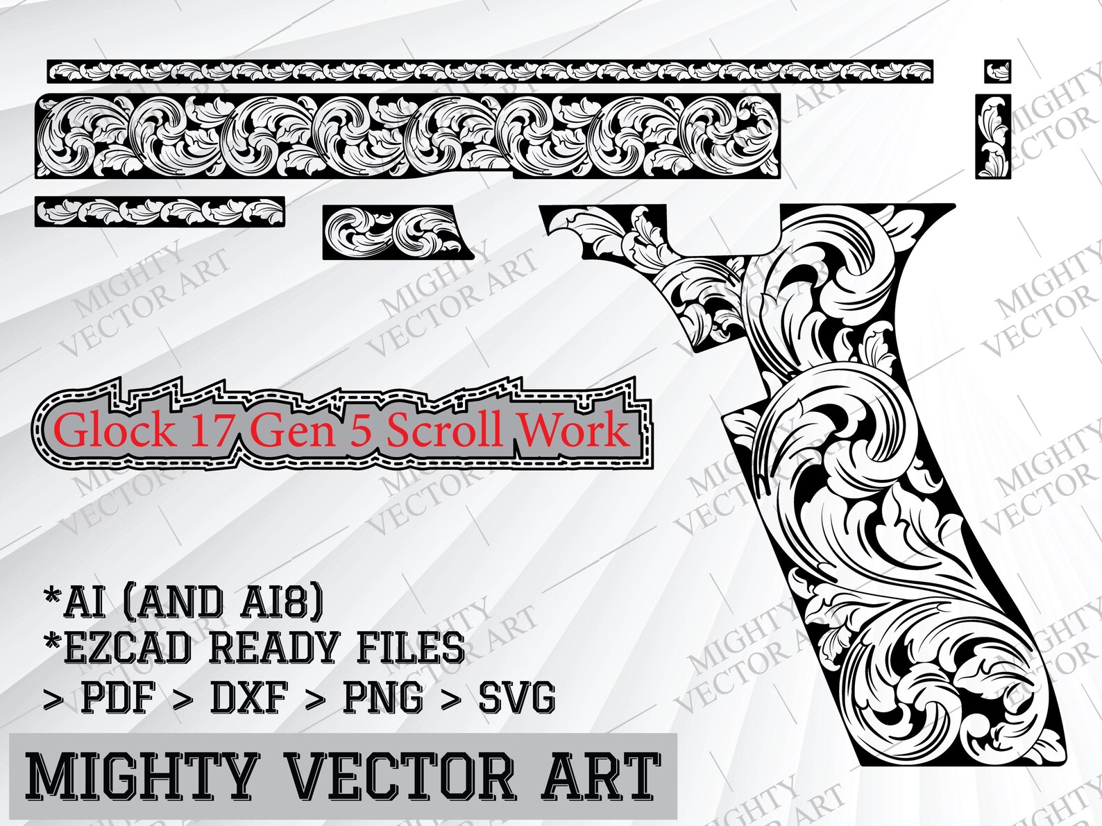 Mighty Vector Art Glock 17 Gen 5 Svg Scroll Design - Etsy