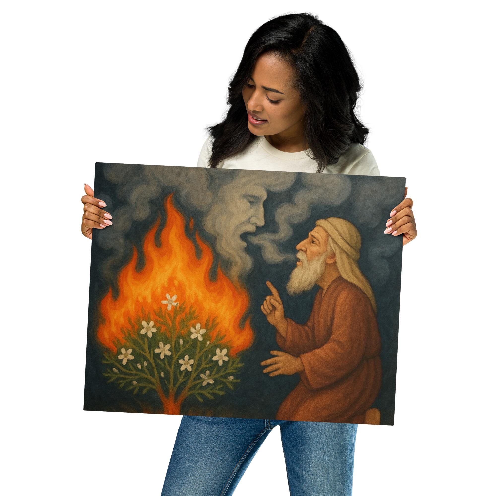 Moses and the Burning Bush – Biblical Art Print on Canvas - Etsy