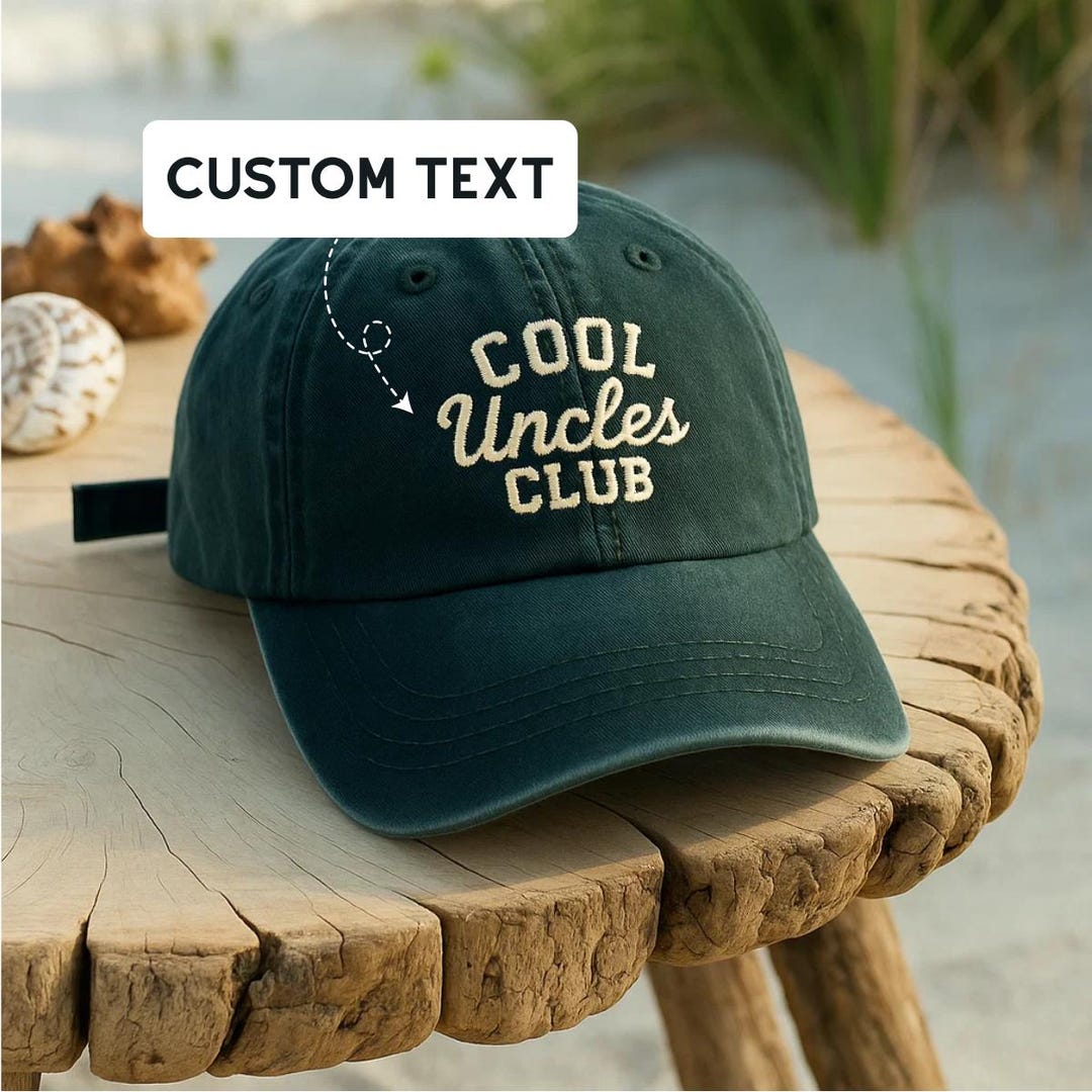 Personalized Uncle Hat, Custom Text Embroidered Dad Cap, Vintage Green ...