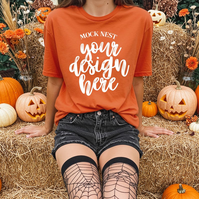 Burnt Orange C1717 Summerween Mocks Shirt Mockup CC 1717 Burnt Orange T-shirt Mock Fun Spooky ...