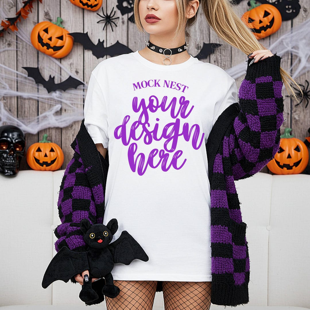 White C1717 Summerween Mocks White Shirt Mockup CC 1717 White T-shirt Mock Fun Spooky Fall ...