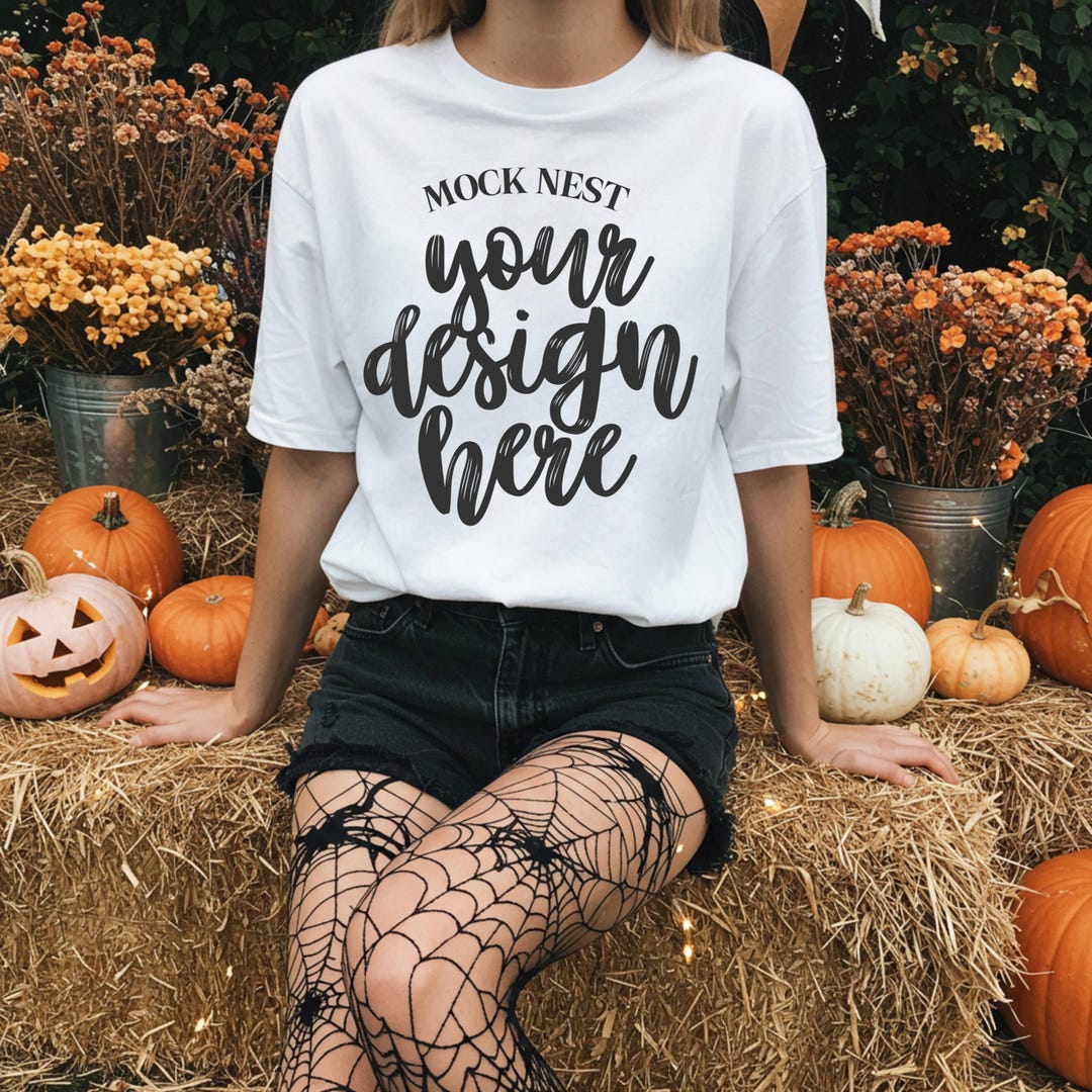 White C1717 Summerween Mocks White Shirt Mockup CC 1717 White T-shirt Mock Fun Spooky Fall ...