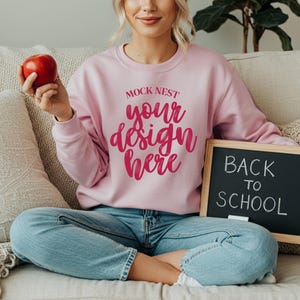 Light Pink Gildan 18000 Teacher Mock Sweatshirt Gildan Back to School ...