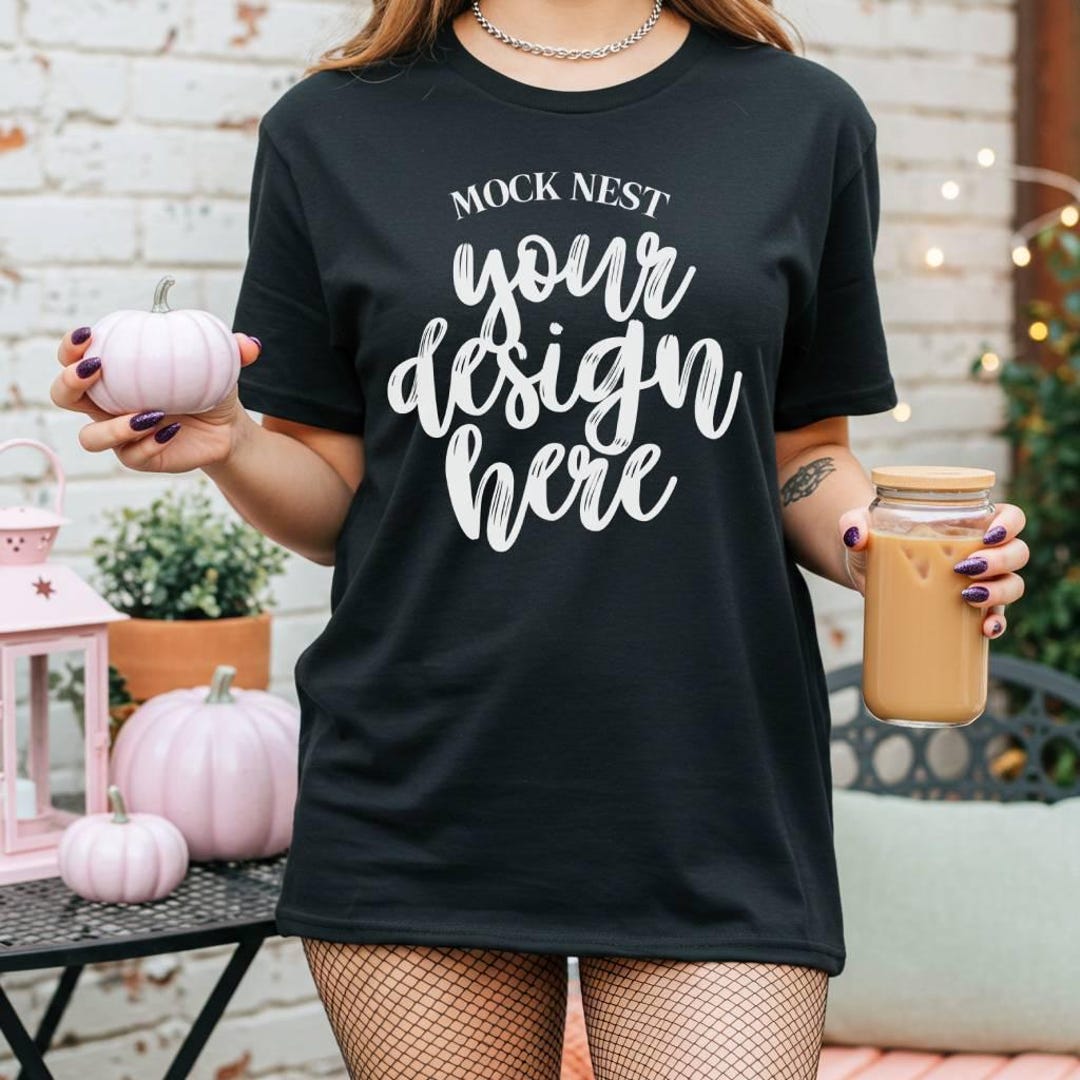 Black C1717 Summerween Mocks Black Shirt Mockup CC 1717 Black T-shirt Mock Fun Spooky Fall ...