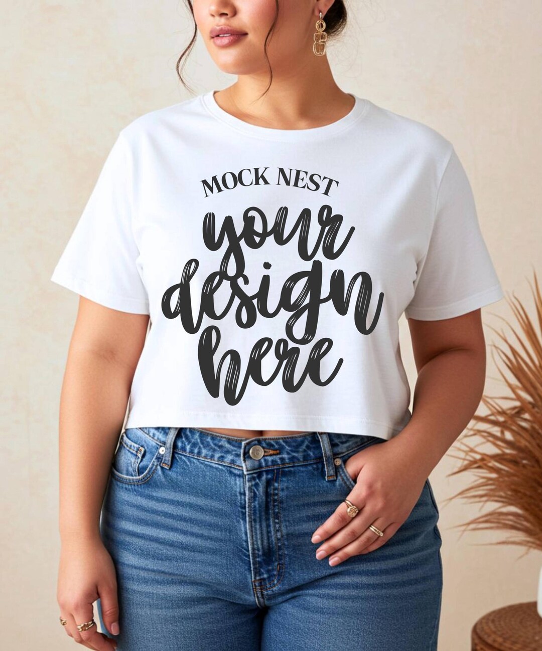 White AS 4046 Mockup Crop Top Mock-up Boho Mocks AS Colour 4046 Model ...