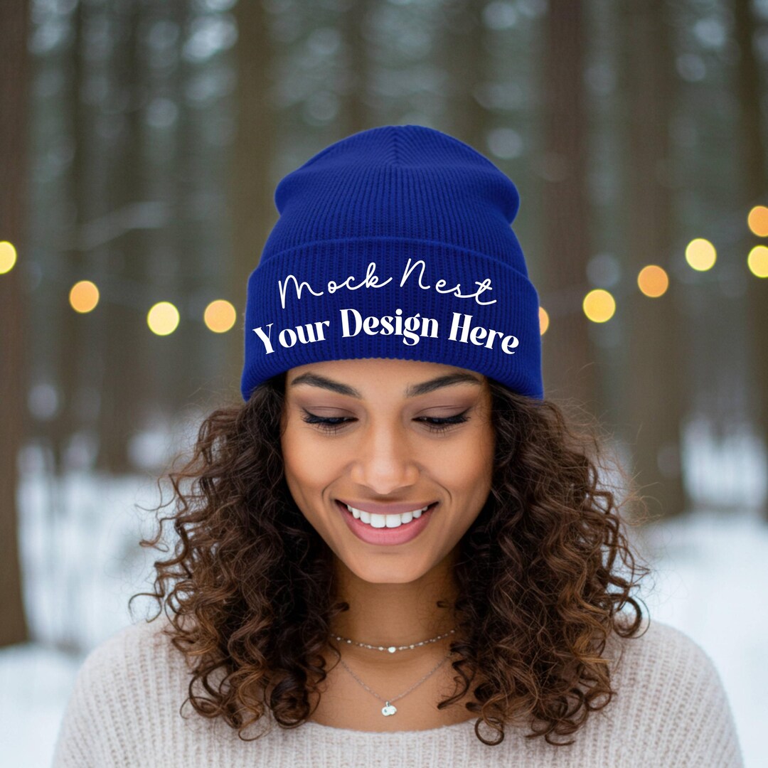 Royal Class Beanie Winter Mockup Cozy Season Coquette Mock-up Classic ...