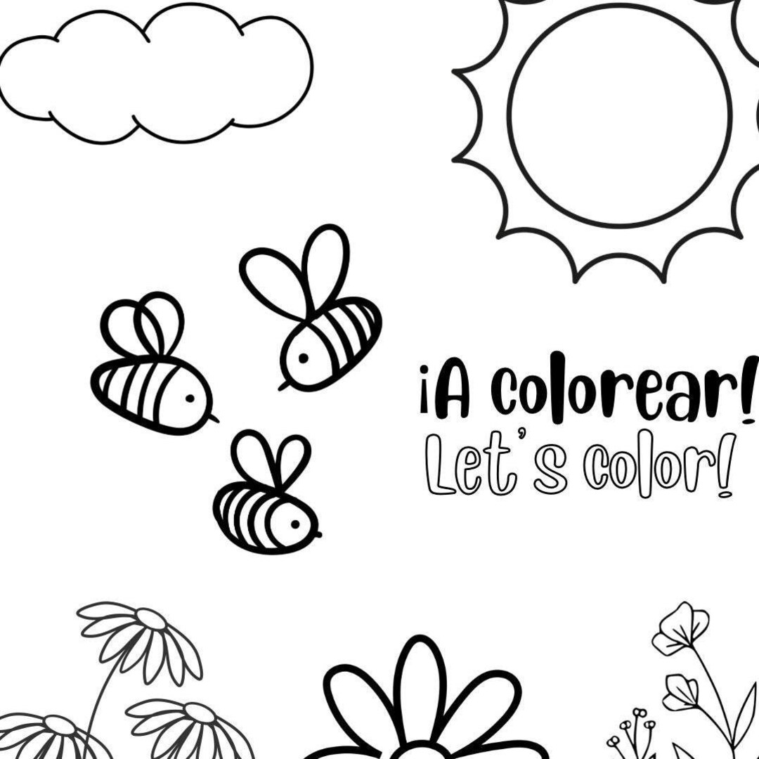 Color and Learn: 10 Bilingual Coloring Pages (english and Spanish) - Etsy