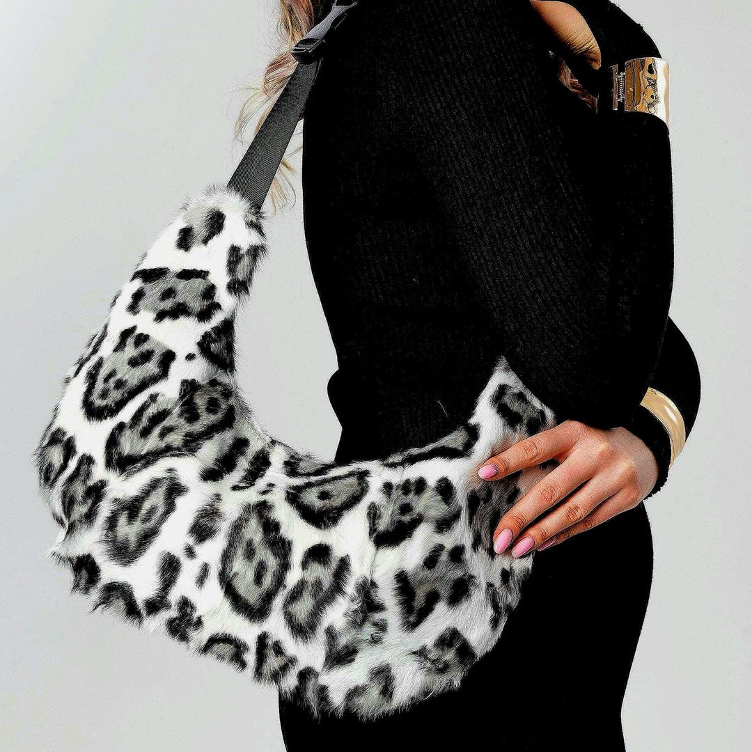Genuine Leather Snow Leopard Bag for Shopping: Goatskin Large Bag With ...