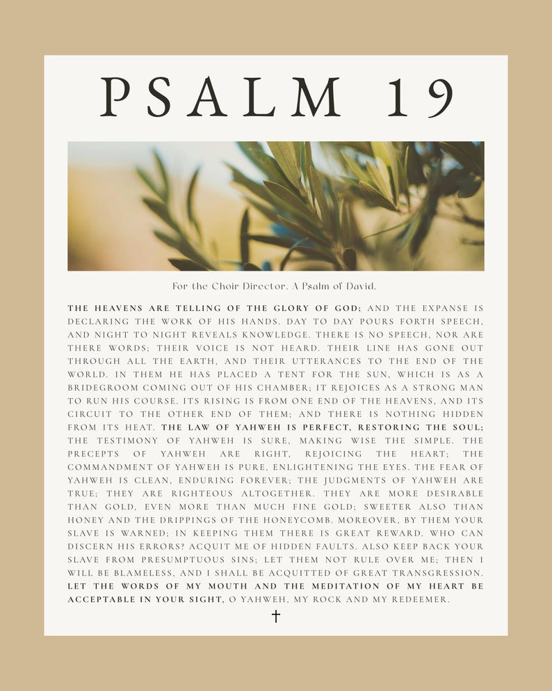 Psalm 19 Wall Art – Christian Printable Scripture | Olive Branch ...