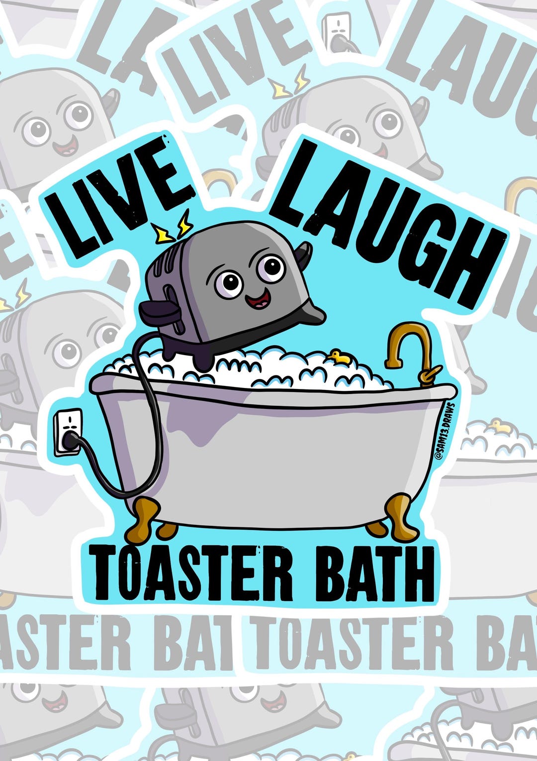 Toaster Bath: Vinyl Sticker | Original Art | Water Resistant Decal - Etsy