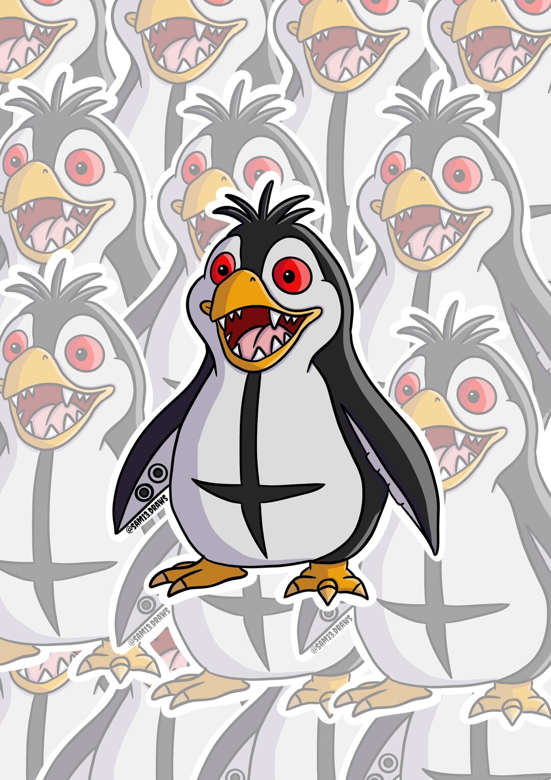 Demon Penguin: Vinyl Sticker | Original Art | Water Resistant Decal - Etsy