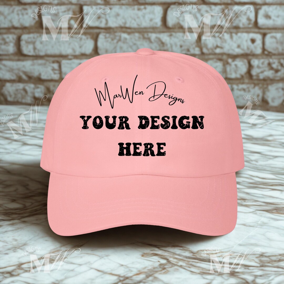 Classic Dad Cap Pink Mockup Yupoong 6245CM, Minimal Marble Aesthetic ...