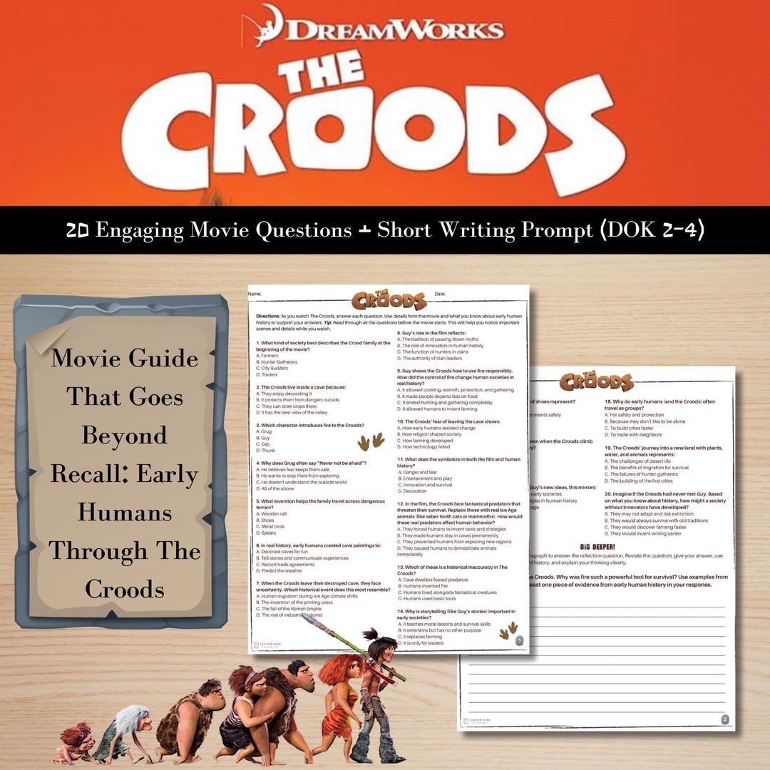The Croods Movie Guide – Quick 20 Questions + Writing Prompt - No-prep ...