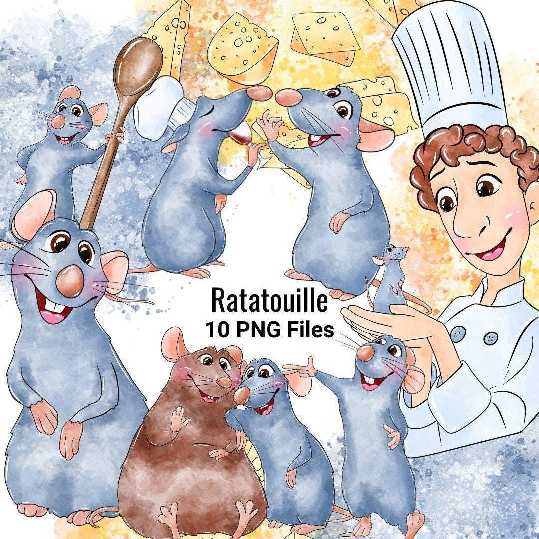 Ratatouille Clipart Bundle Watercolor Remy and Friends PNG (digital ...