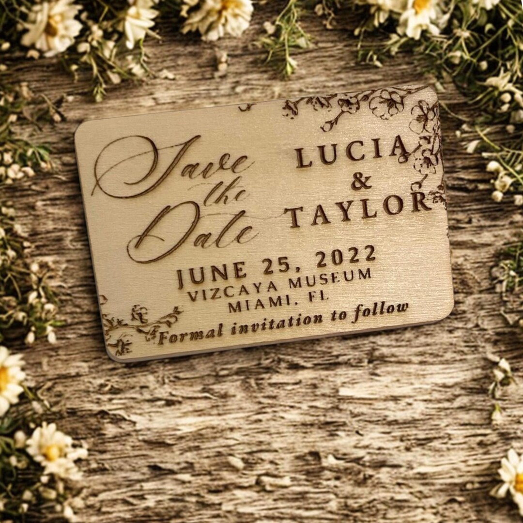 Wooden Save the Date Magnet | Rustic Laser Engraved Wedding ...