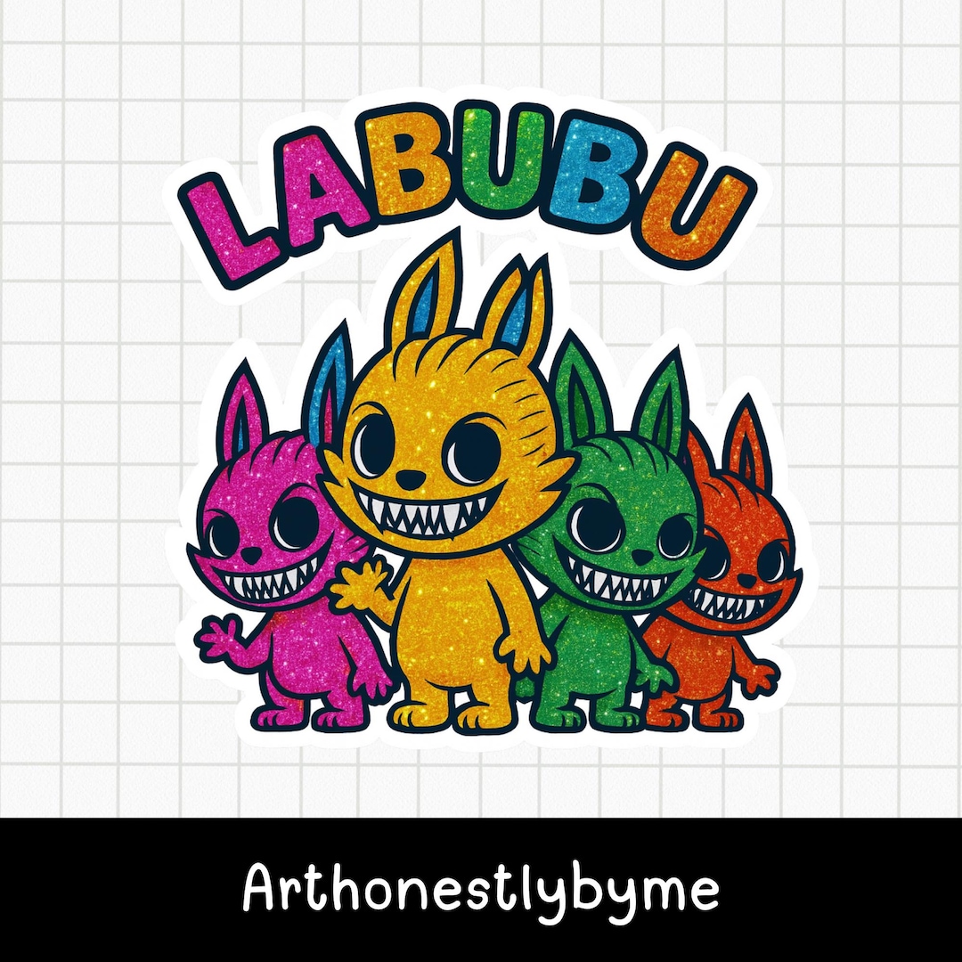 Labubu Rainbow Gang Sticker PNG Kawaii Multicolor Monster Clip Art ...