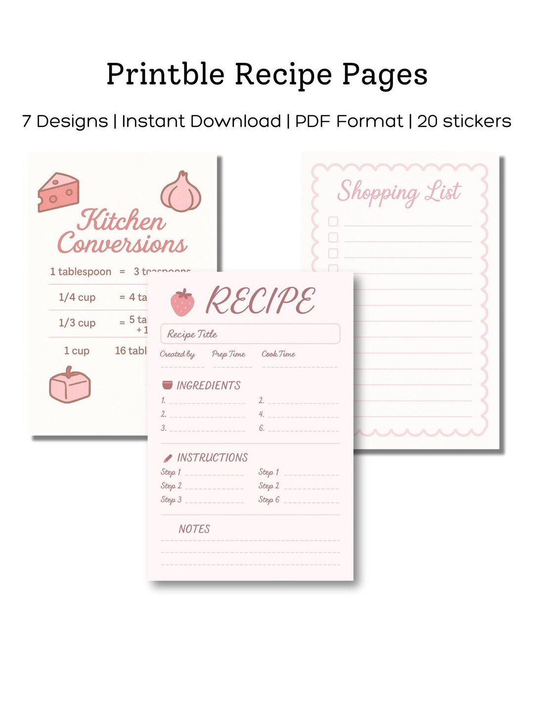 Cute Recipe Template - Etsy