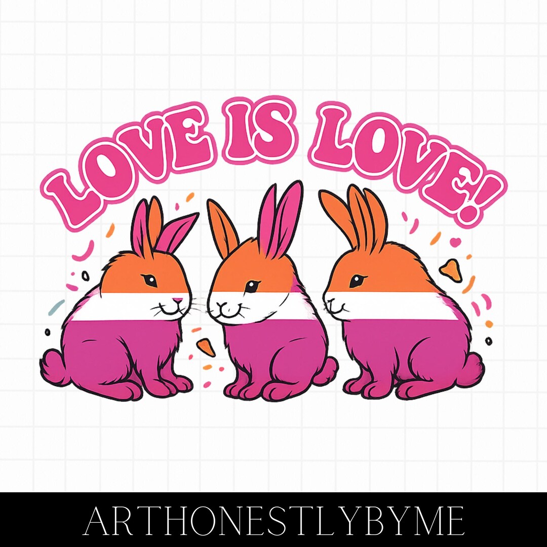 Lesbian Pride Bunny Sticker PNG Kawaii Rabbits Cute LGBTQ Digita ...