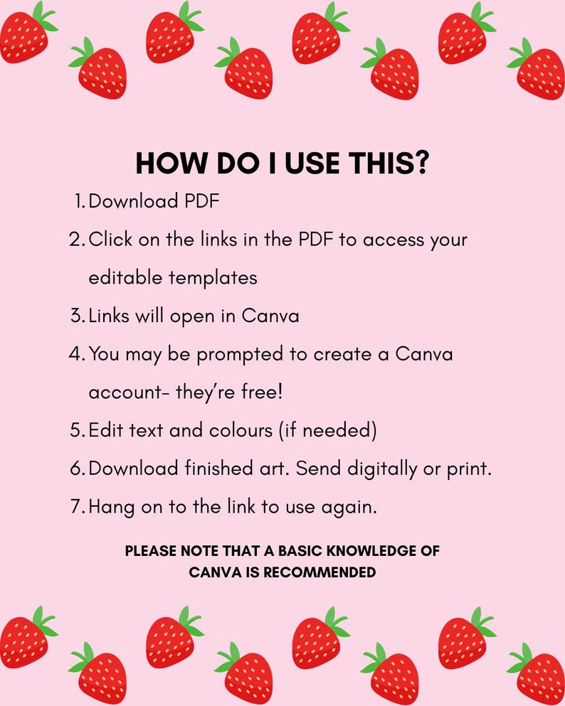 Strawberry Birthday Party Invitation | Editable Digital Invite for ...