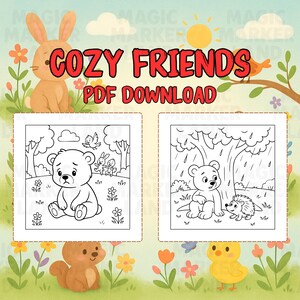 Cozy Friends – Cute Digital Coloring Pages | Relaxing Coloring Book for ...