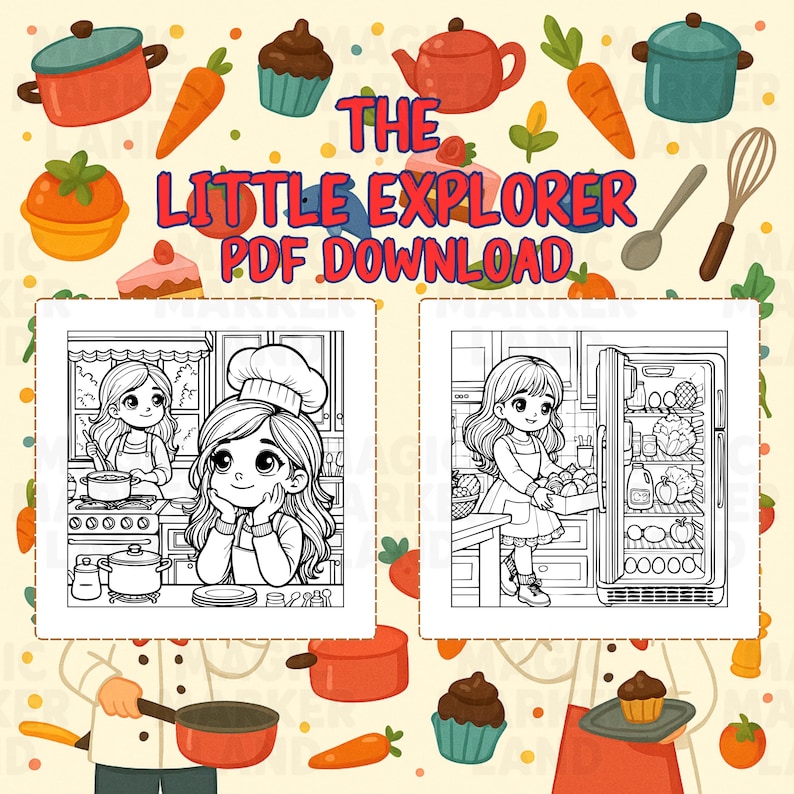 Little Chef AVA – Cute Digital Coloring Book PDF, Relaxing Coloring ...