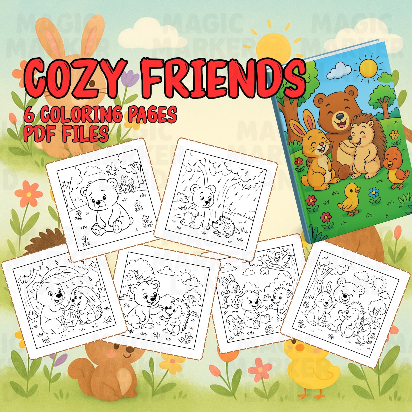 Cozy Friends – Cute Digital Coloring Pages | Relaxing Coloring Book for ...
