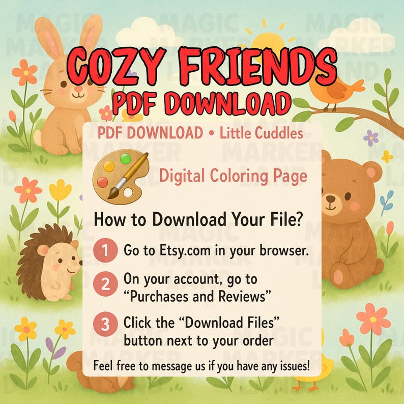 Cozy Friends – Cute Digital Coloring Pages | Relaxing Coloring Book for ...