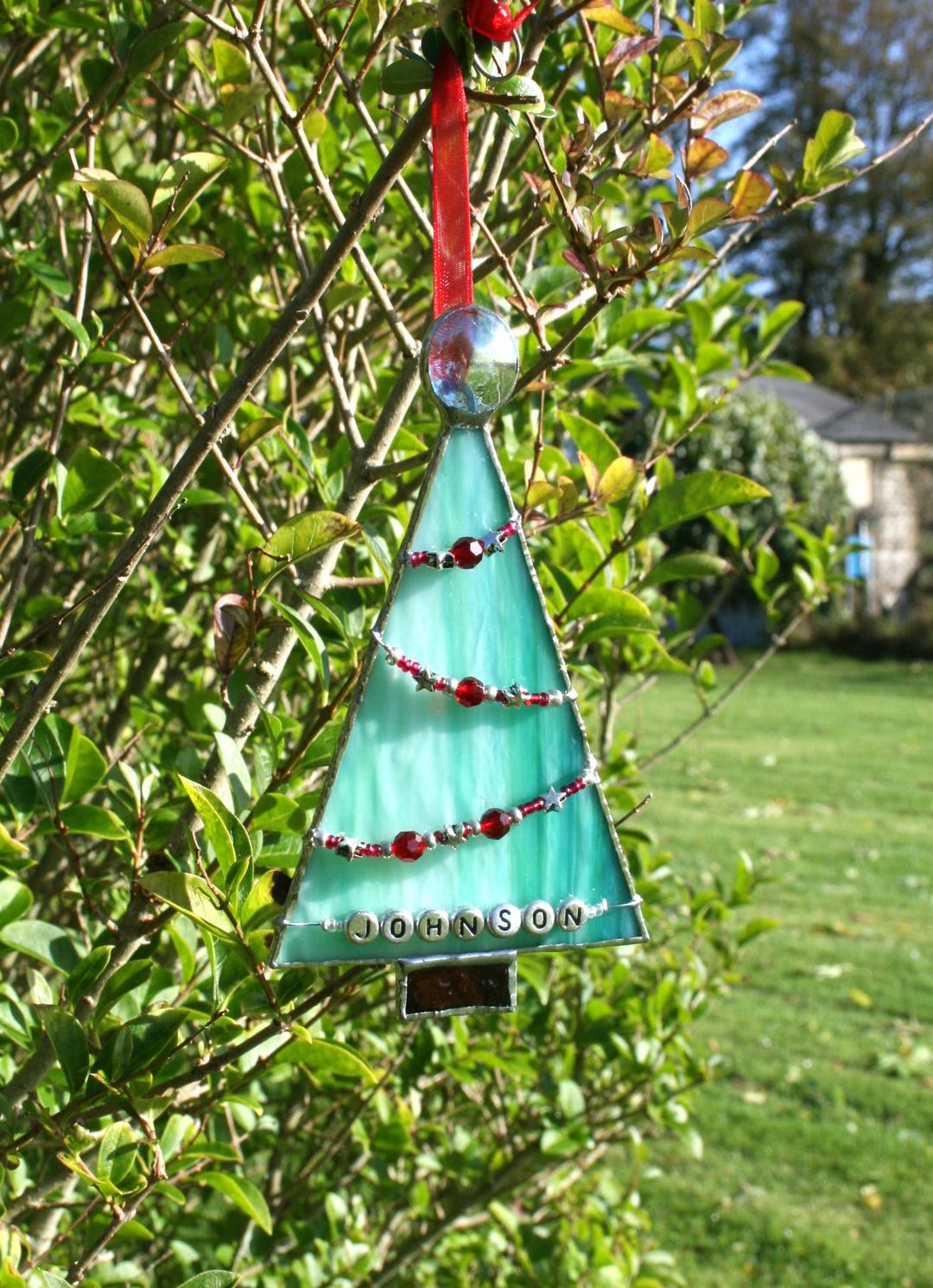 Stained Glass Christmas Tree Suncatcher, Personalized Family Tree ...