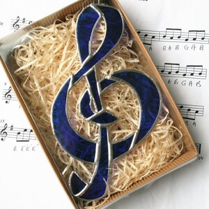 Stained Glass Music Note Suncatcher, Treble Clef Musical Gift, Music ...