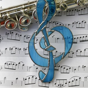 Treble Clef Music Note Musical Gift, Stained Glass Suncatcher, Music ...