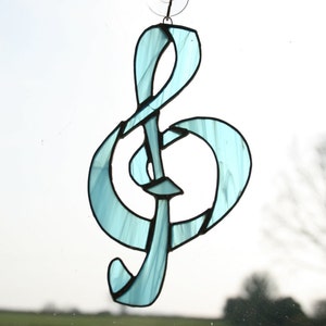 Treble Clef Music Note Musical Gift, Stained Glass Suncatcher, Music ...