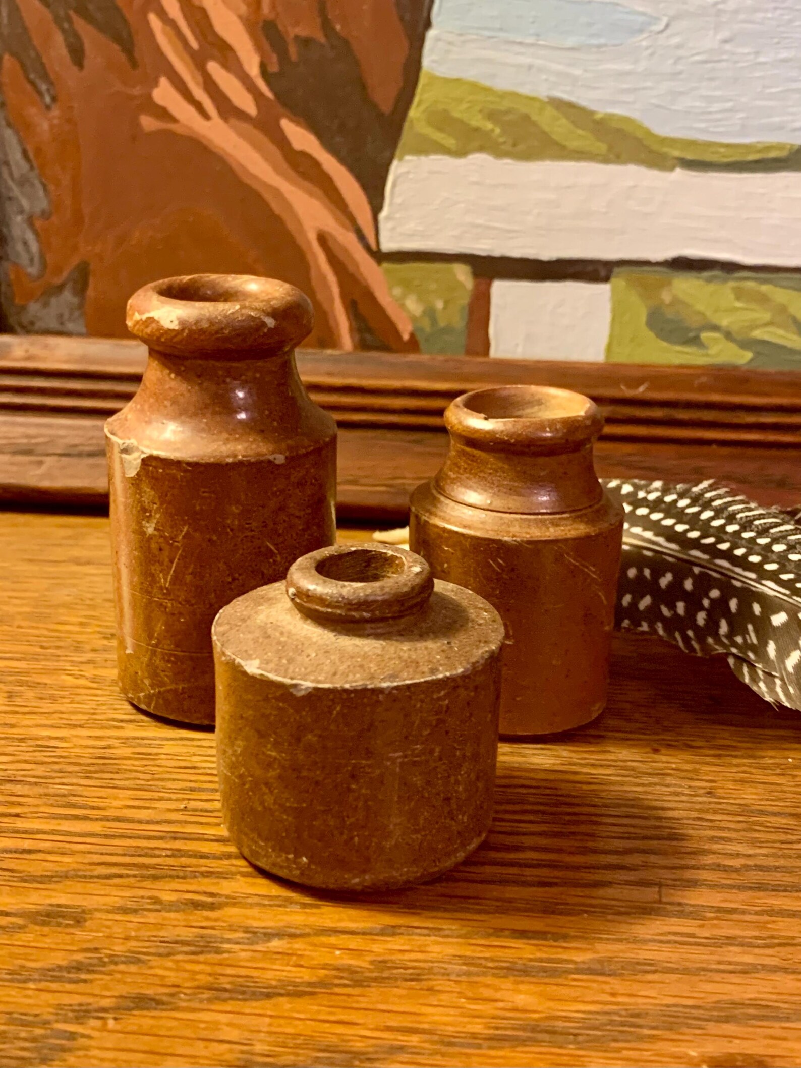 3 Antique Stoneware Ink Bottles - Etsy