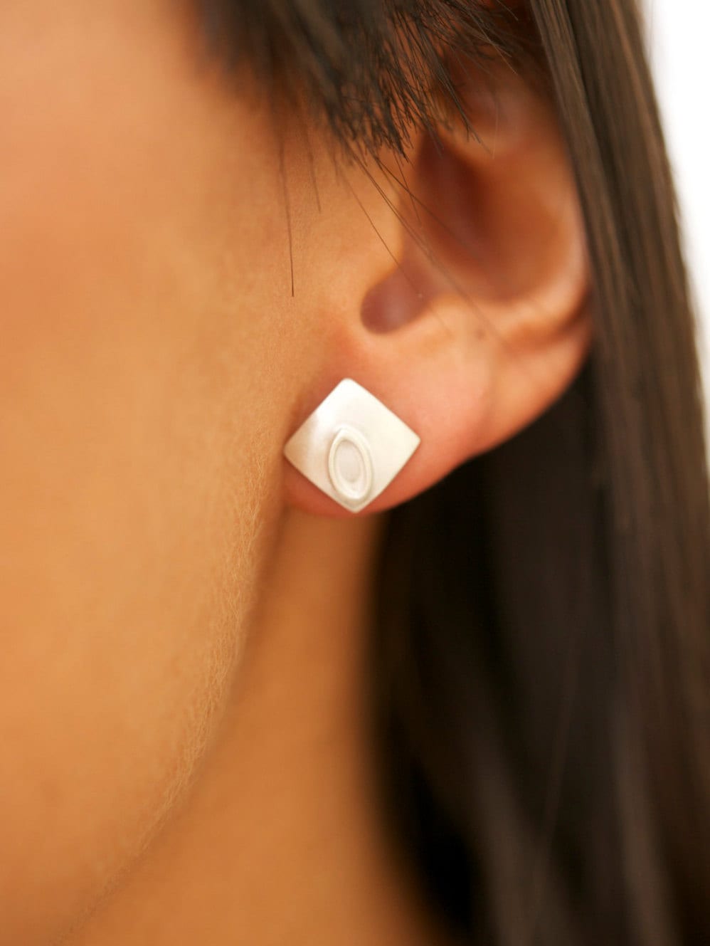 Silver Stud Earrings Square Silver Earrings Handmade Contemporary ...