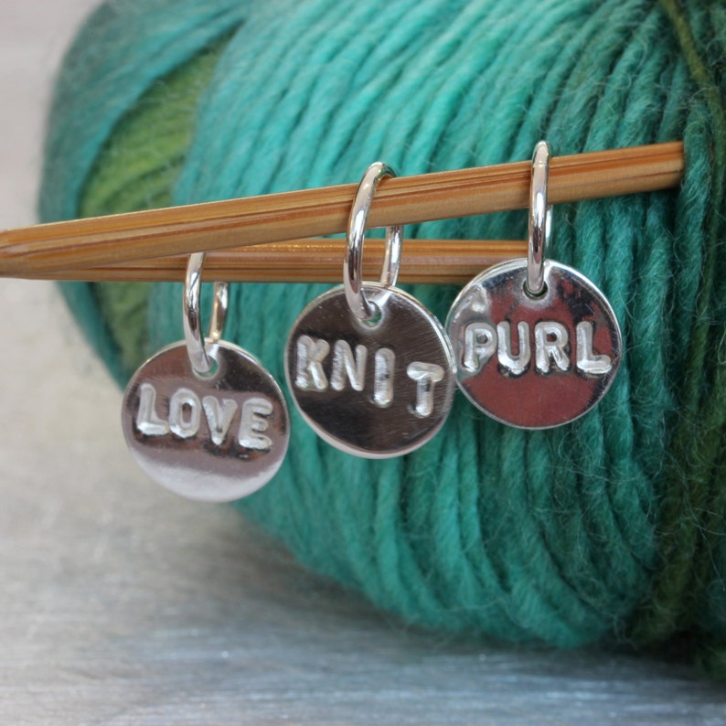 Personalised Disc Knitting Stitch Markers Set of 6 Gift for Knitters ...