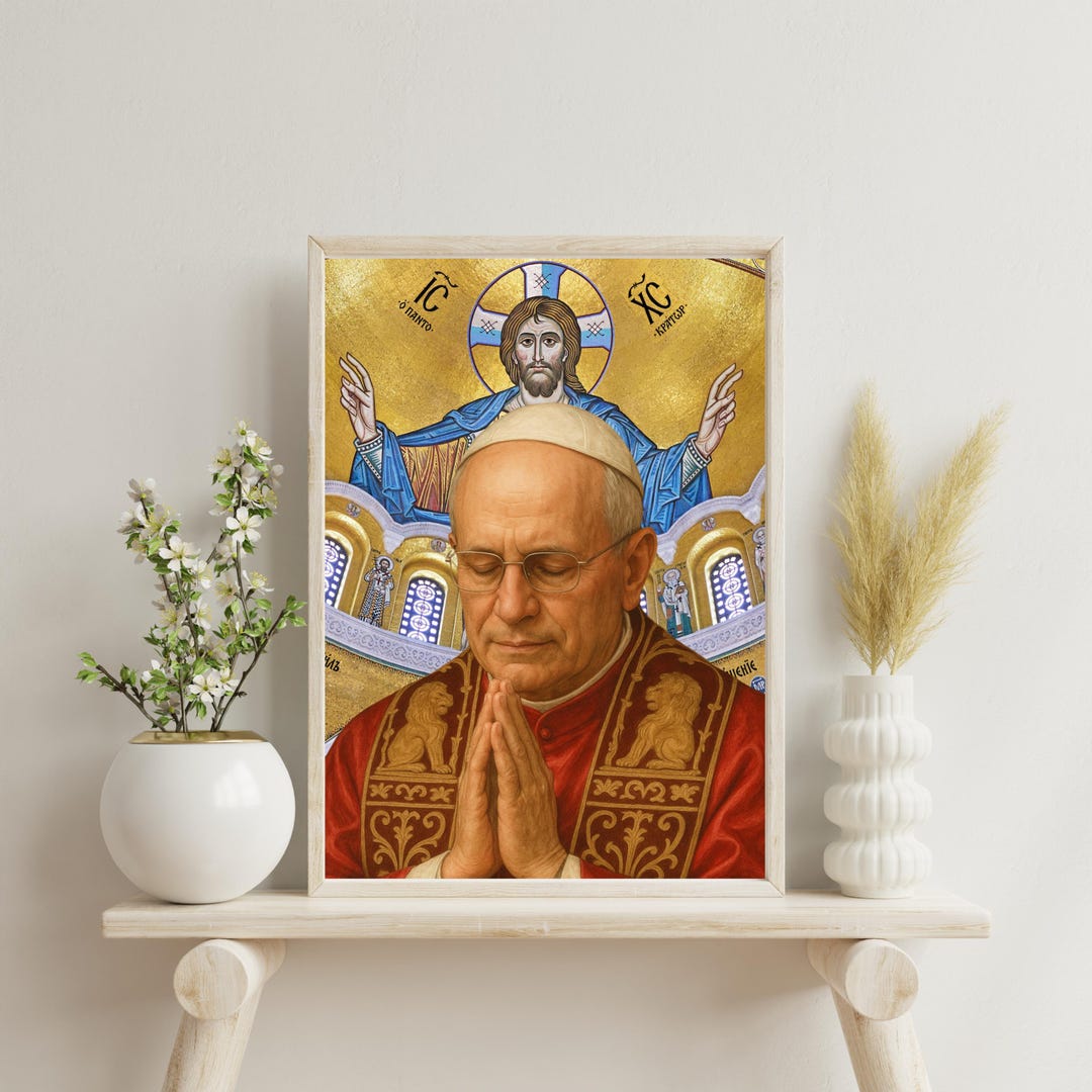 Realistic Catholic Pope Illustration – Prayer Portrait, Religious Art ...