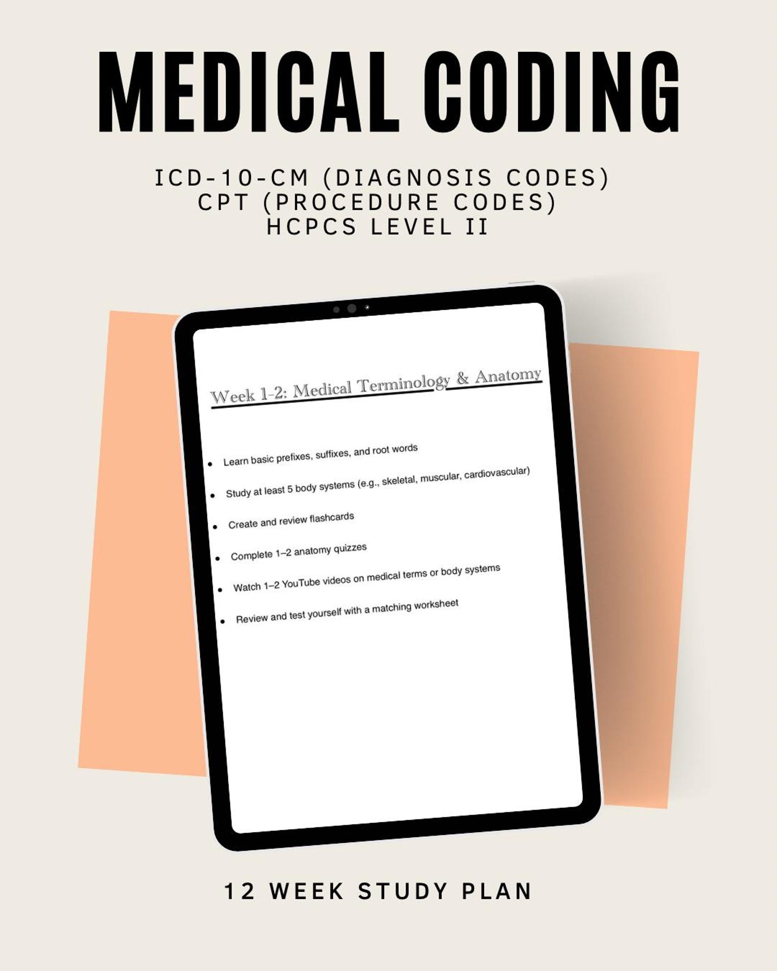 Medical Coding Self Teach Guide PDF | Beginner Study Planner | CPT, ICD ...