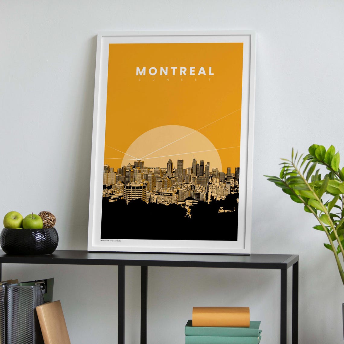 Montreal Sunset Wall Art – Handmade Illustrated Montreal Print – Urban ...