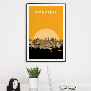 Montreal Sunset Wall Art – Handmade Illustrated Montreal Print – Urban ...