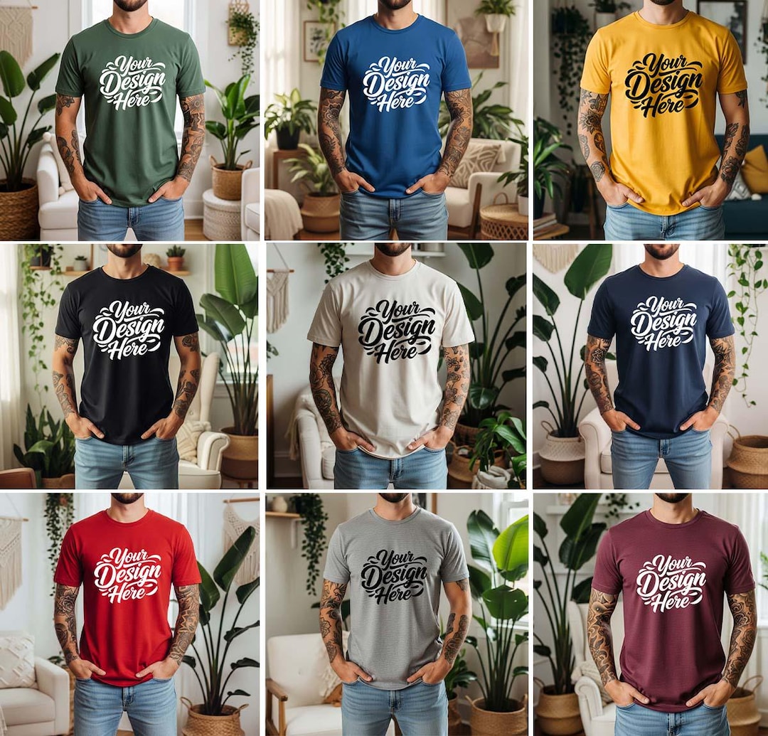 Bella Canvas 3001 T-shirt Mockup Bundle | Male BC3001 Tshirt Mock-up ...