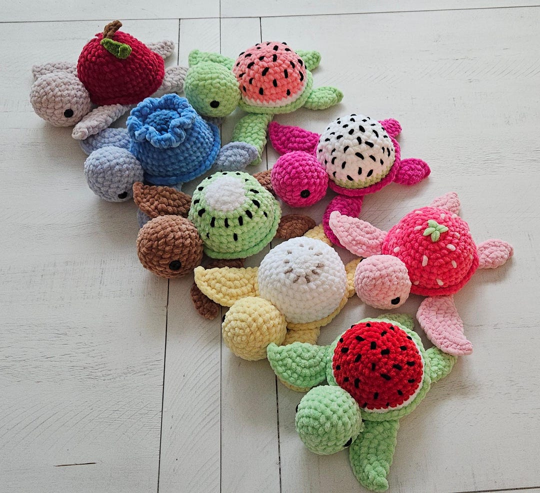 Crochet Fruit Turtle Plushie Amigurumi Handmade Stuffed Animal - Etsy