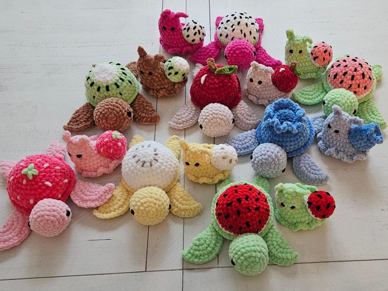 Crochet Fruit Snail Plushie Amigurumi Handmade Stuffed Animal - Etsy