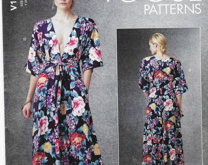 Vogue 1735 Zandra Rhodes Cocktail or Evening Dress Plunging V Neckline ...