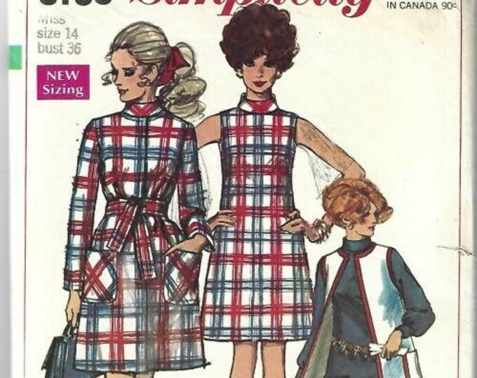 1960s Sleeveless A Line Dress and Coat in Two Styles Simplicity 8155 ...