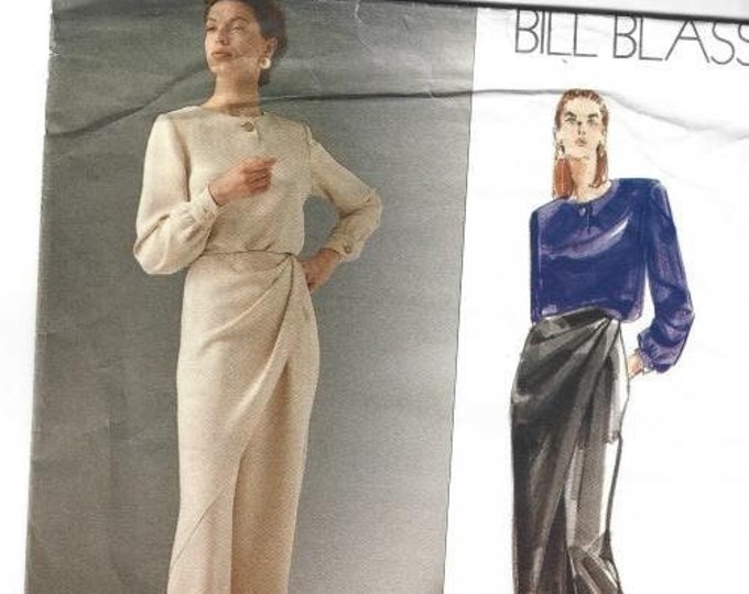 Vogue 2509 1990s Bill Blass Evening Pants With Overlay and Long Sleeve ...