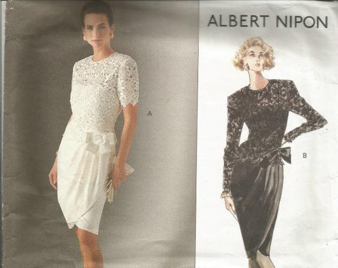 Vogue 2492 UNCUT FF 1990s Cocktail Mother of the Bride Lined Dress Mock ...