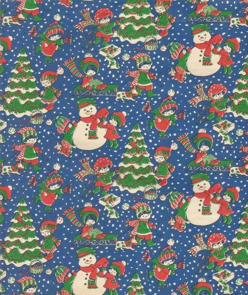 Vintage Woolworth Christmas Wrapping Paper Children in the | Etsy