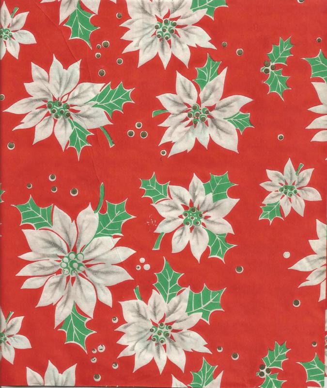 1940s Vintage Christmas Wrapping Paper/tissue Paper White Poinsettias ...